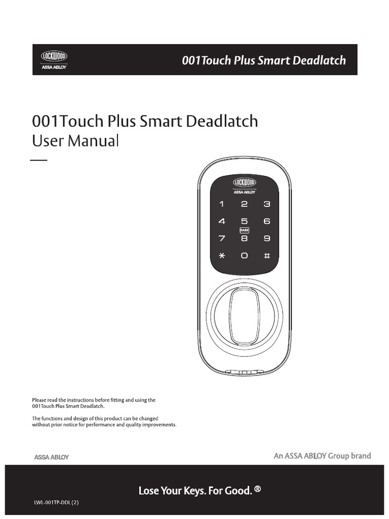 001touch Plus Smart Deadlatch - User Manual | PDF