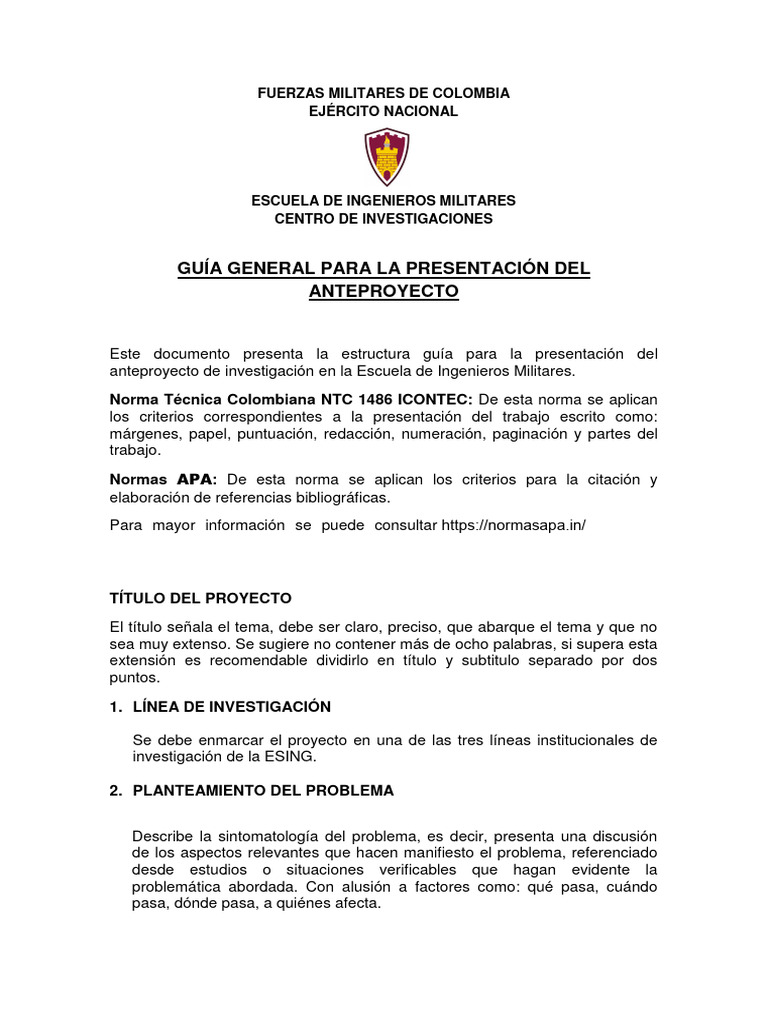 Guia Presentacion Anteproyecto Tesis Esing | PDF | Bibliografía