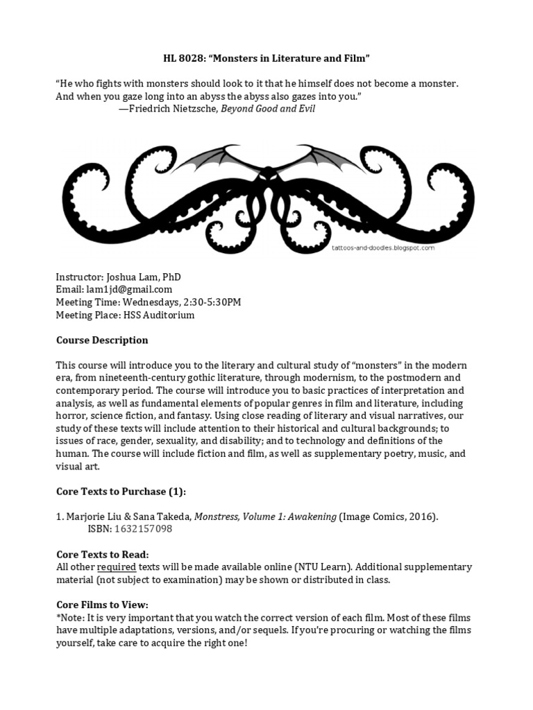 HL 8028: "Monsters in Literature and Film" | PDF | General Fiction
