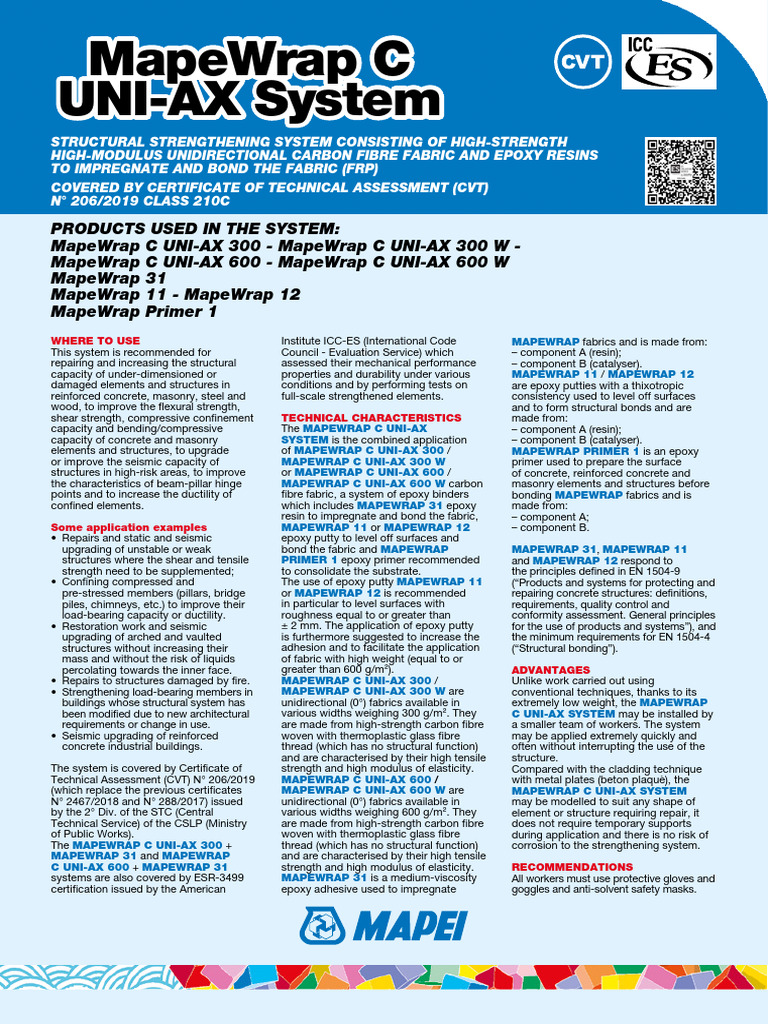Ficha Mapewrap C UNI-AX | PDF | Concrete | Epoxy