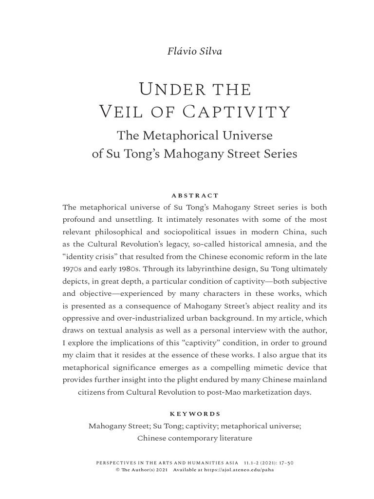 Under The Veil of Captivity - The Metaphorical Universe of Su Tong's ...