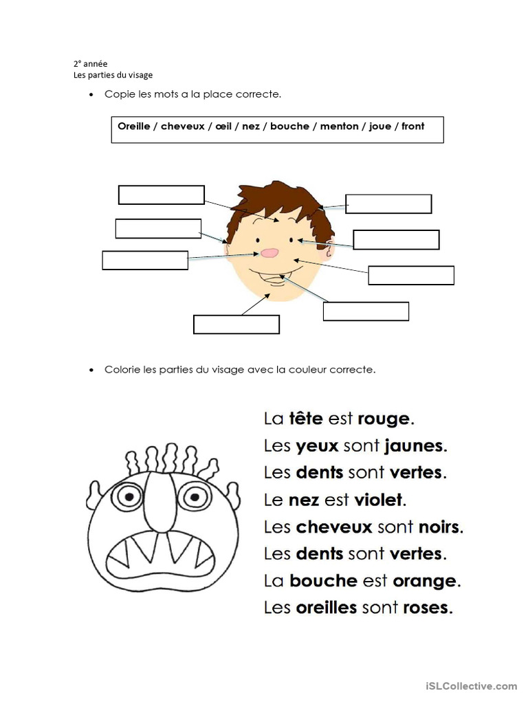 Parties du visage pour maternelle | PDF