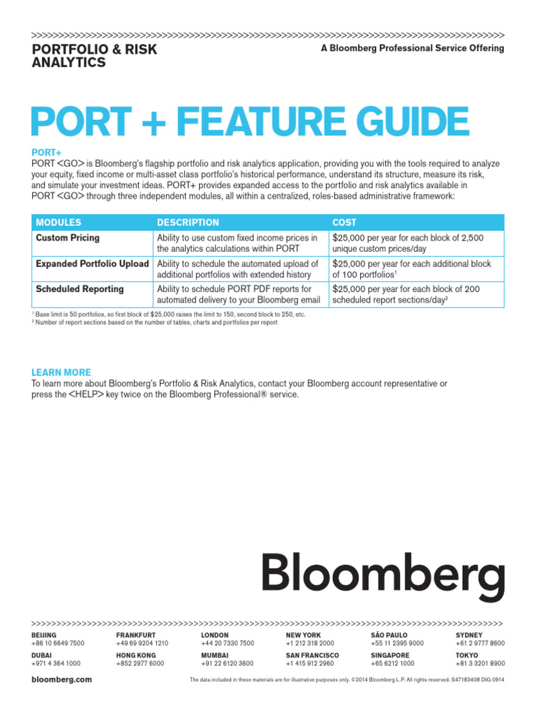 PORT+ Modules Factsheet | PDF | Bloomberg L.P. | Analytics