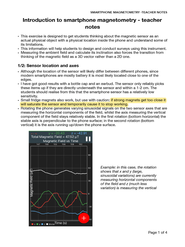Instructor Handout | PDF | Magnetometer | Rotation