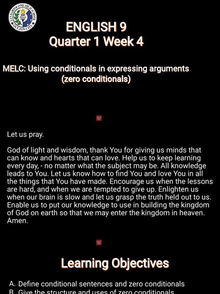 Q1W4 Zero Conditionals | PDF | Water | Knowledge