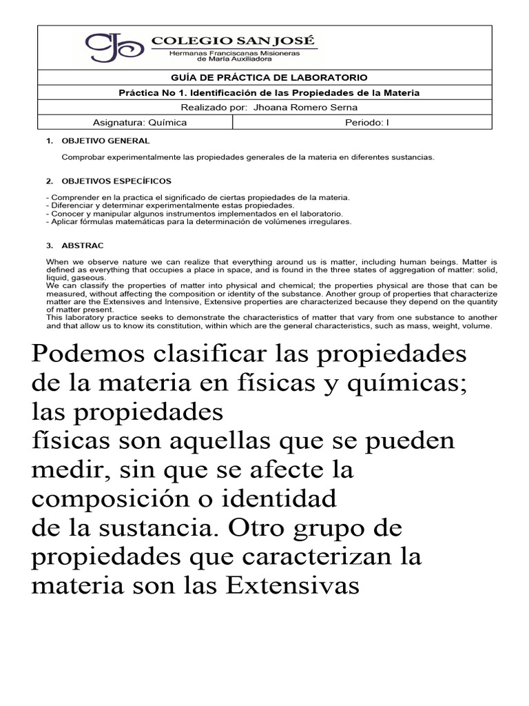 Propiedades de la Materia: Guía Lab | PDF | Importar | Laboratorios