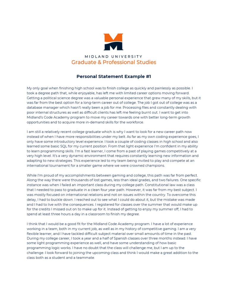 Example CGPS Personal Statements 1 | PDF | Teachers | Learning