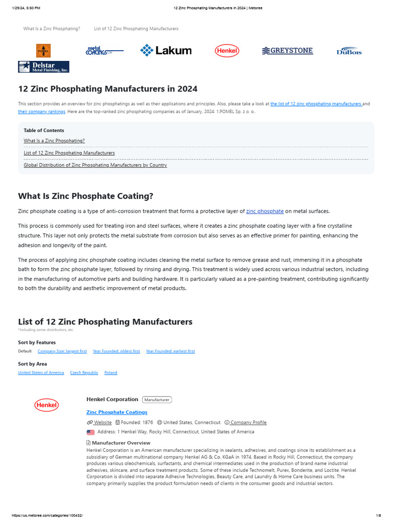 12 Zinc Phosphating Manufacturers in 2024 - Metoree | PDF ...