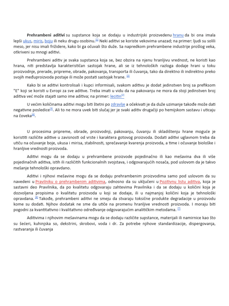 Prehrambeni Aditivi | PDF