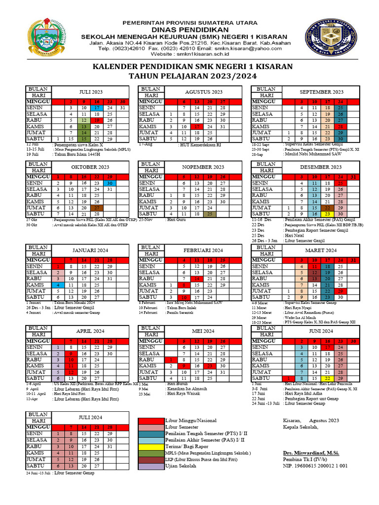 Kalender Pendidikan Tp. 2023-2024 | PDF