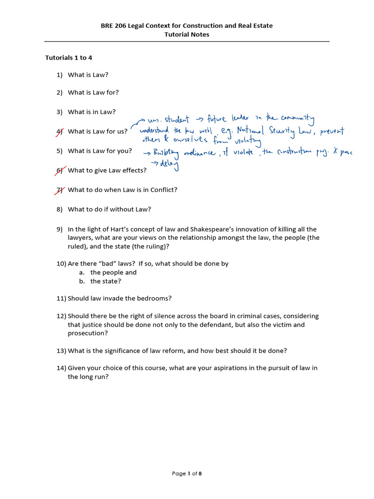 BRE 206 Tutorial Notes 22-23 | PDF | Negligence | Duty Of Care