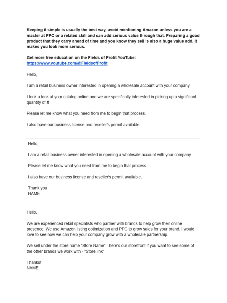 Wholesale Contact Scripts | PDF