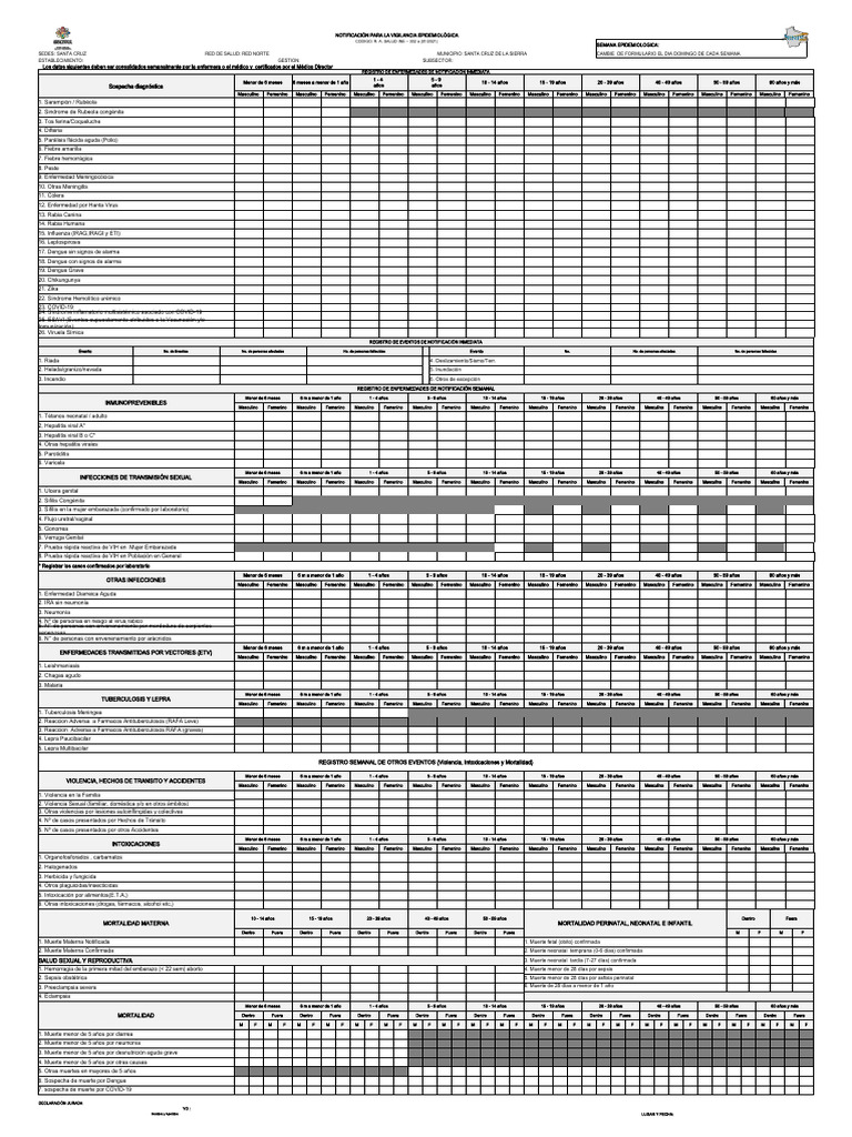 Formulario 302 para Vigilancia Epidemiológica | PDF | Infección ...