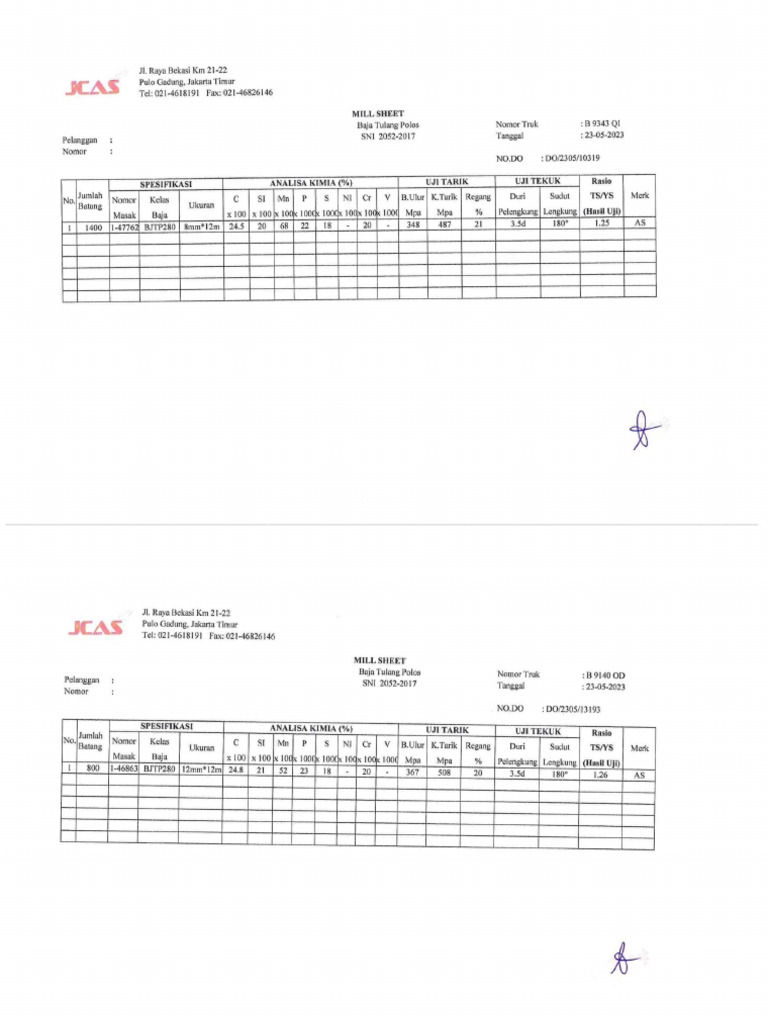 Millsheet Jca Polos | PDF