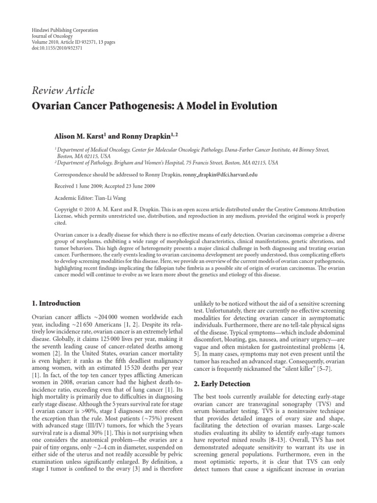 Review Article: Ovarian Cancer Pathogenesis: A Model in Evolution | PDF ...