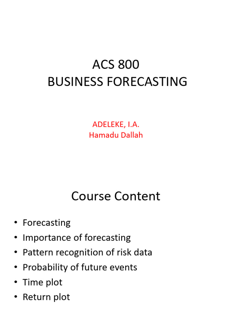 1.ACS 800 Dallah and Adeleke Business Forecasting | PDF | Errors And Residuals | Forecasting