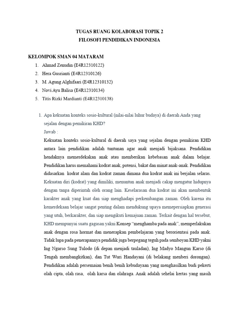 Filosofi - TUGAS RUANG KOLABORASI TOPIK 2 | PDF