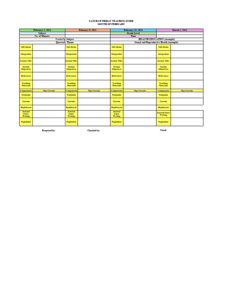 February Catch-Up Lesson Plan Guide | PDF