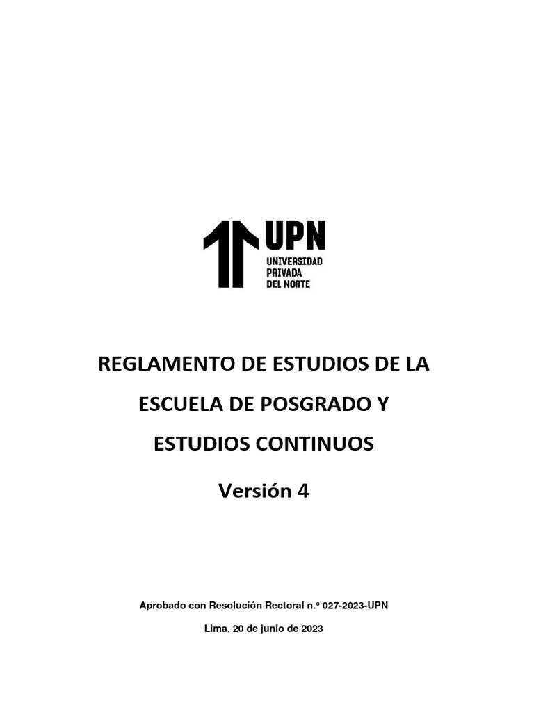 Reglamento de Estudios de La Escuela de Posgrado y Estudios Continuos | PDF | Crédito del curso ...