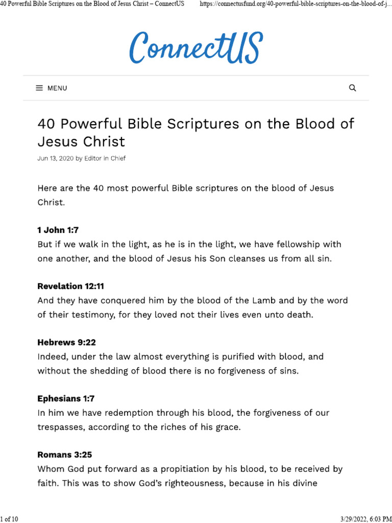 40 Powerful Bible Scripture On The Blood of Yeshua | PDF | Jesus ...
