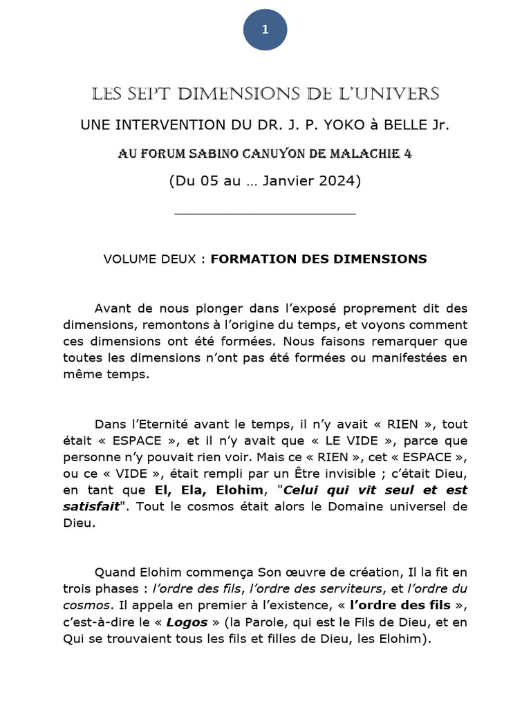 Les Dimensions - 2 - Formation Des Dimensions | PDF | Jésus | Logos ...