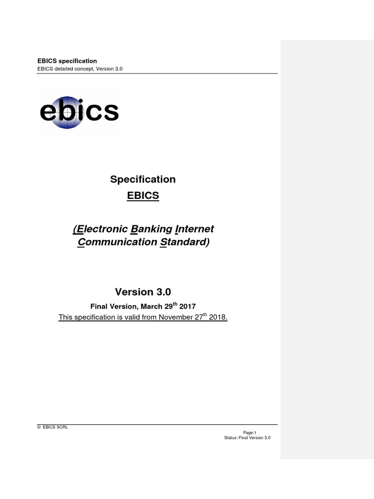 2017 03 29 EBICS - V - 3.0 FinalVersion Wa | PDF | Transport Layer ...