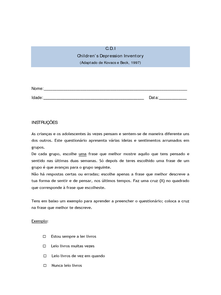 Children's Depression Inventory | PDF