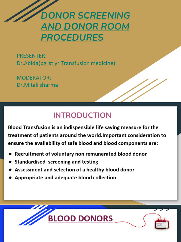 Donor Screening & Donor Room Procedures-3 | PDF | Blood Donation ...
