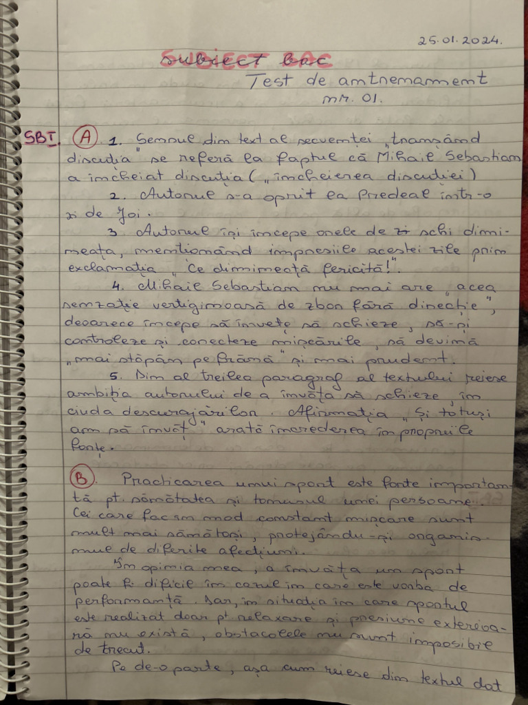 12F2 - Albu Violeta - Tema Subiect BAC - Test de Antrenament | PDF