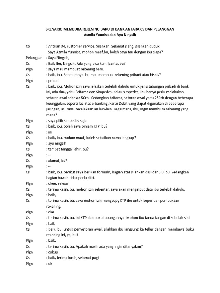 Proses Pembukaan Rekening Baru Bank | PDF