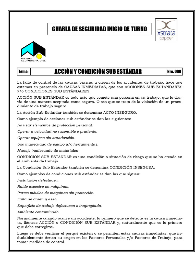 Acción y Condición Sub Estándar | PDF