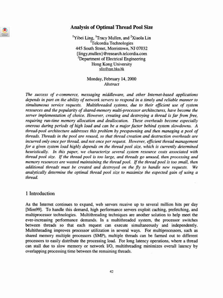 Optimal Thread Pool Size Analysis | PDF | Thread (Computing) | Central ...