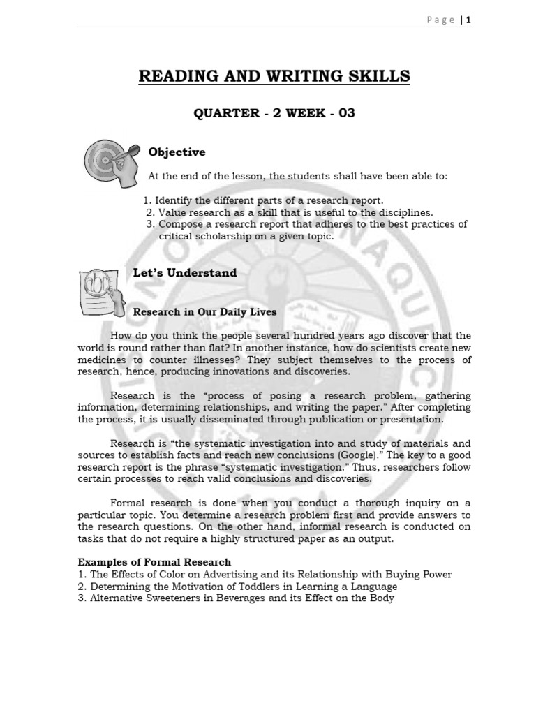 Rws q2 w3 Learning Module | PDF | Methodology | Survey Methodology