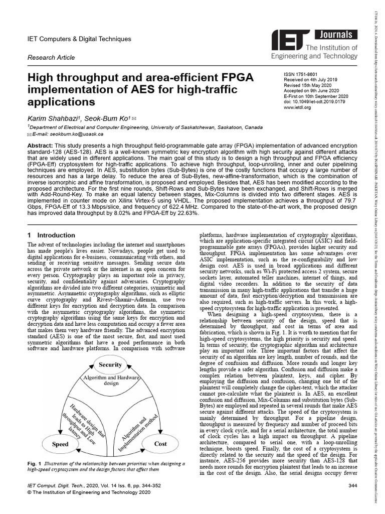 IET Computers Digital Tech - 2020 - Shahbazi - High Throughput and Area Efficient FPGA ...