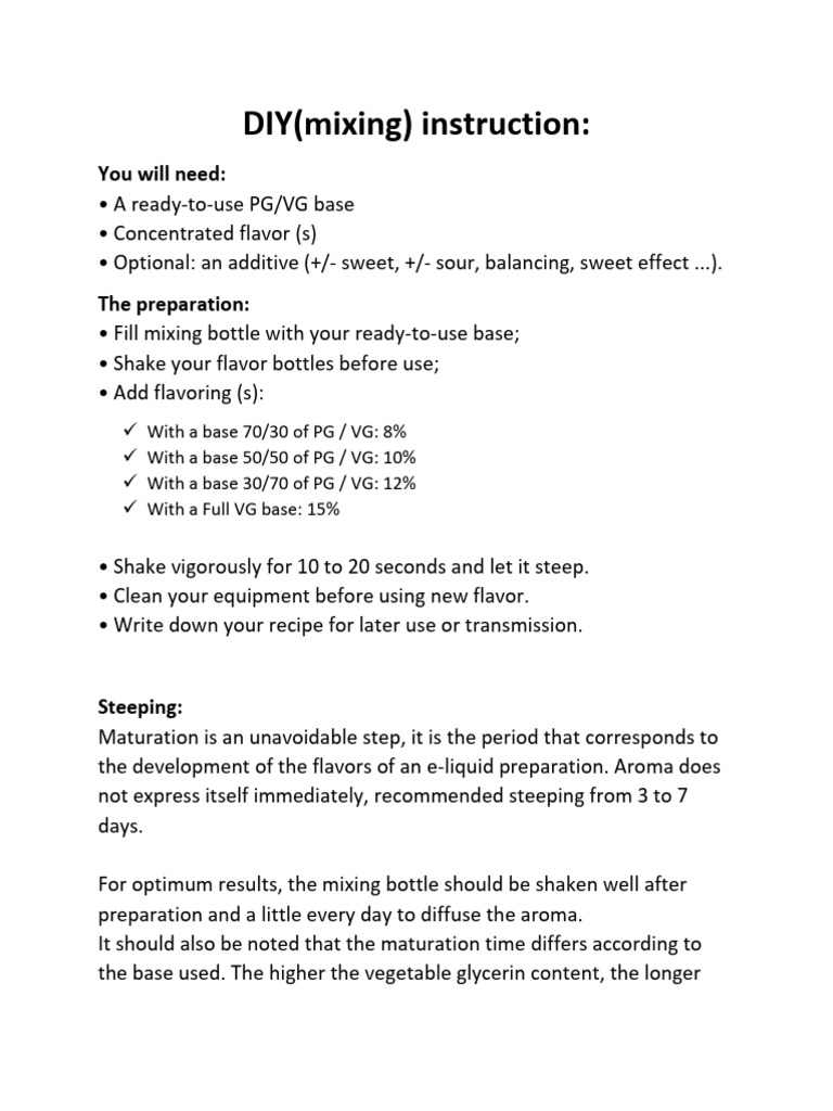 DIY (Mixing) Instruction:: You Will Need | PDF
