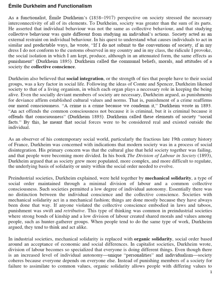 Emile Durkheim Pdf émile Durkheim Deviance Sociology