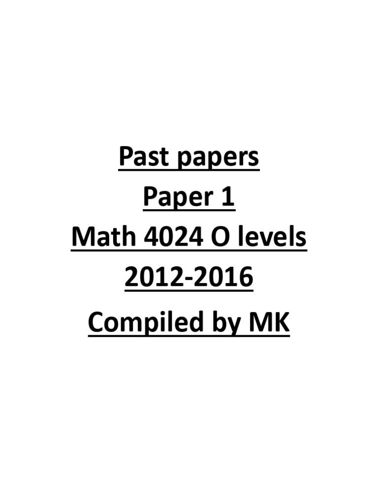 Paper 1 Math 2012-2016 | PDF | Area | Mathematics