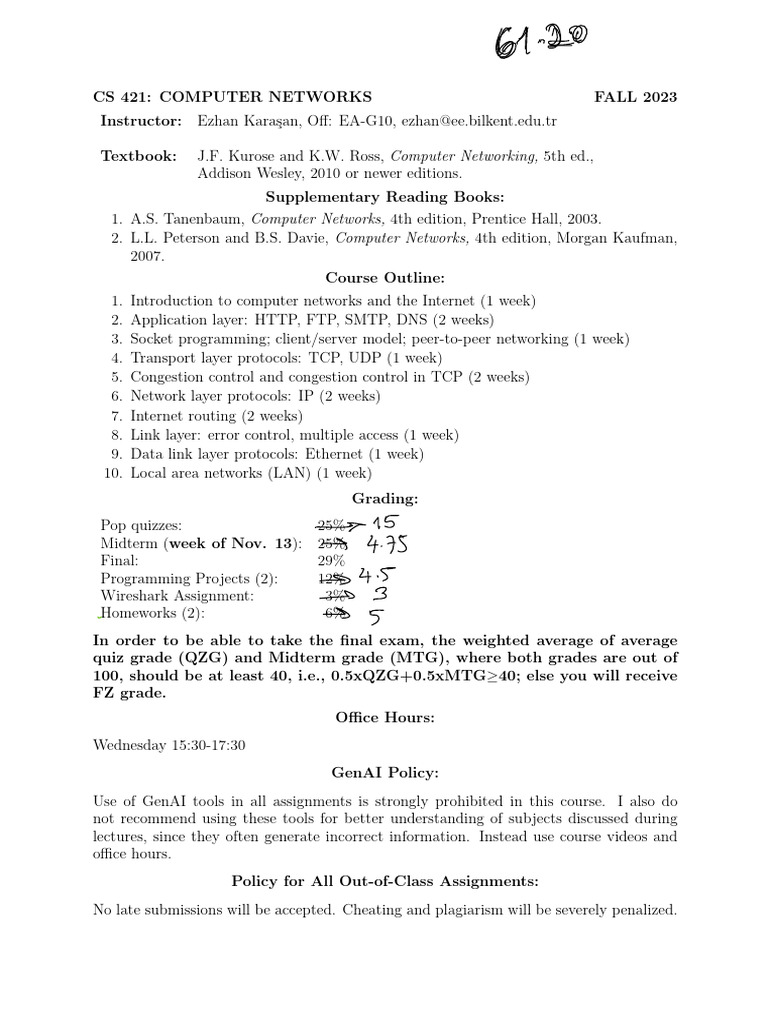 cs421 Spring2023 | PDF | Computer Network | Network Architecture