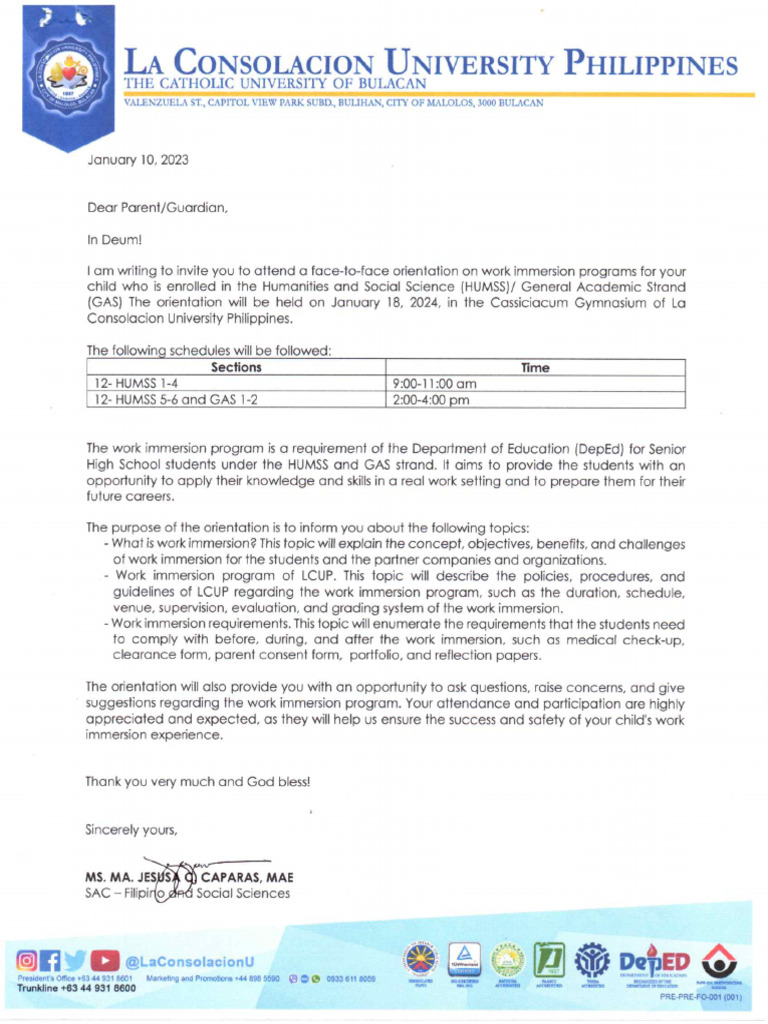 Letter-to-Parents-Work-Immersion-Orientation | PDF