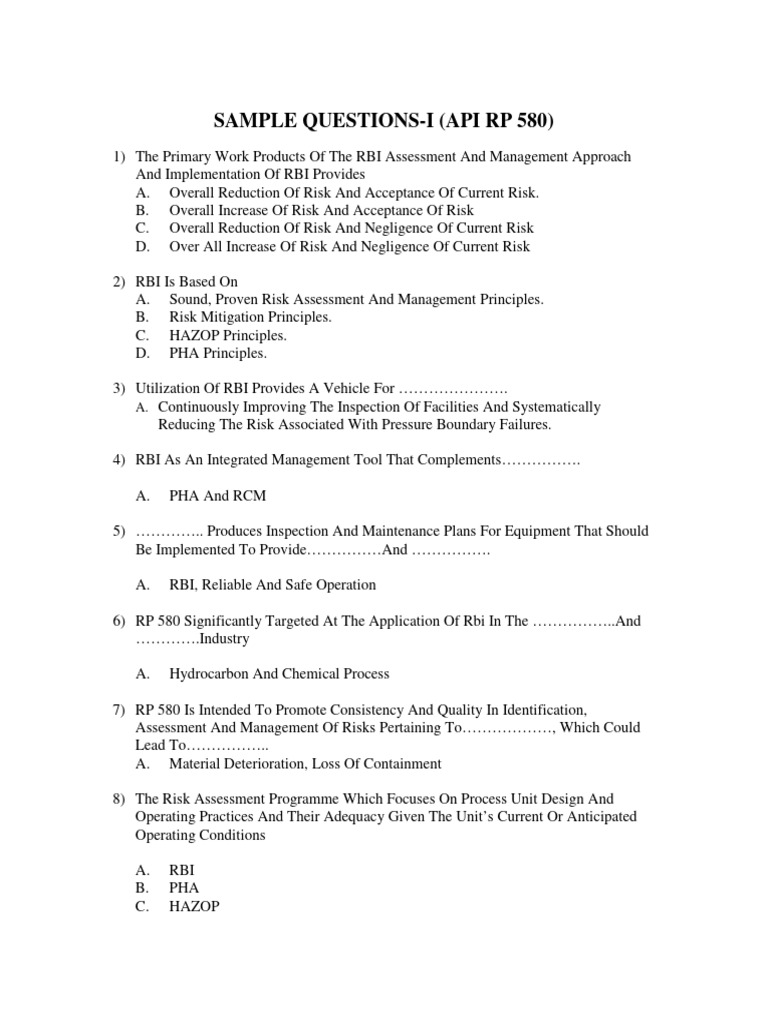 Sample Questions Sheet-1 | PDF | Risk | Risk Assessment