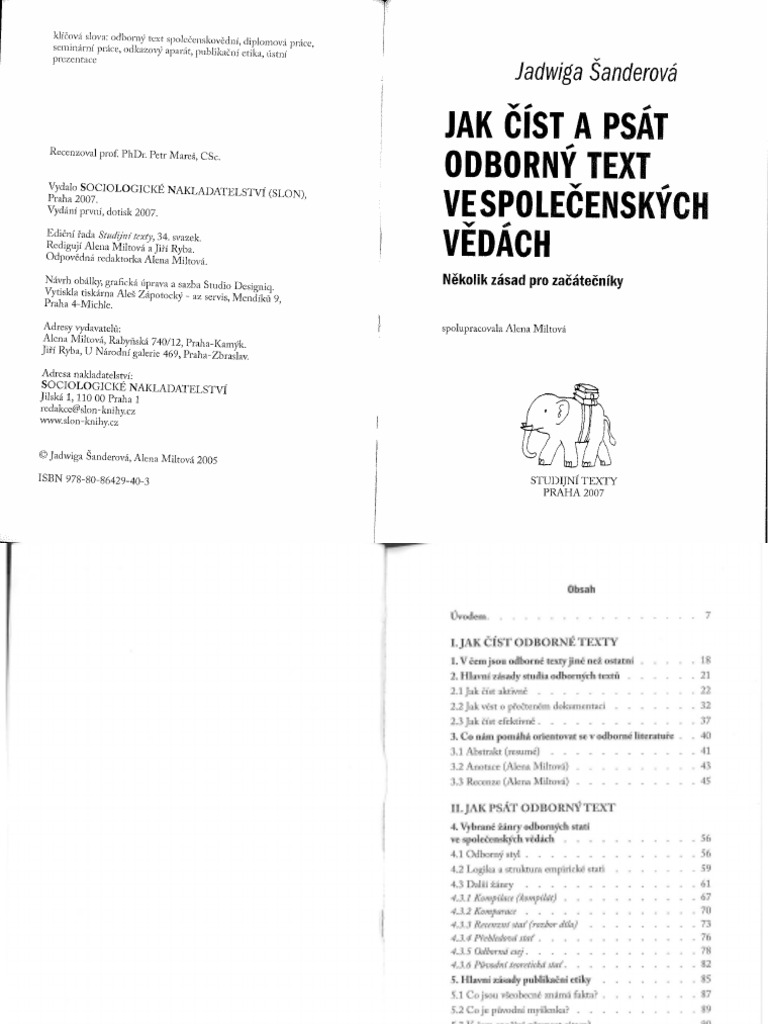 Sanderova - Jak Cist A Psat Odborny Text Ve Spolecenskych Vedach | PDF