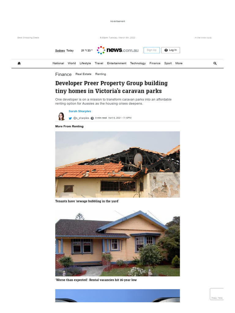 News Developer Preer Building Tiny Homes in Victoria's Caravan Parks | PDF | Renting ...