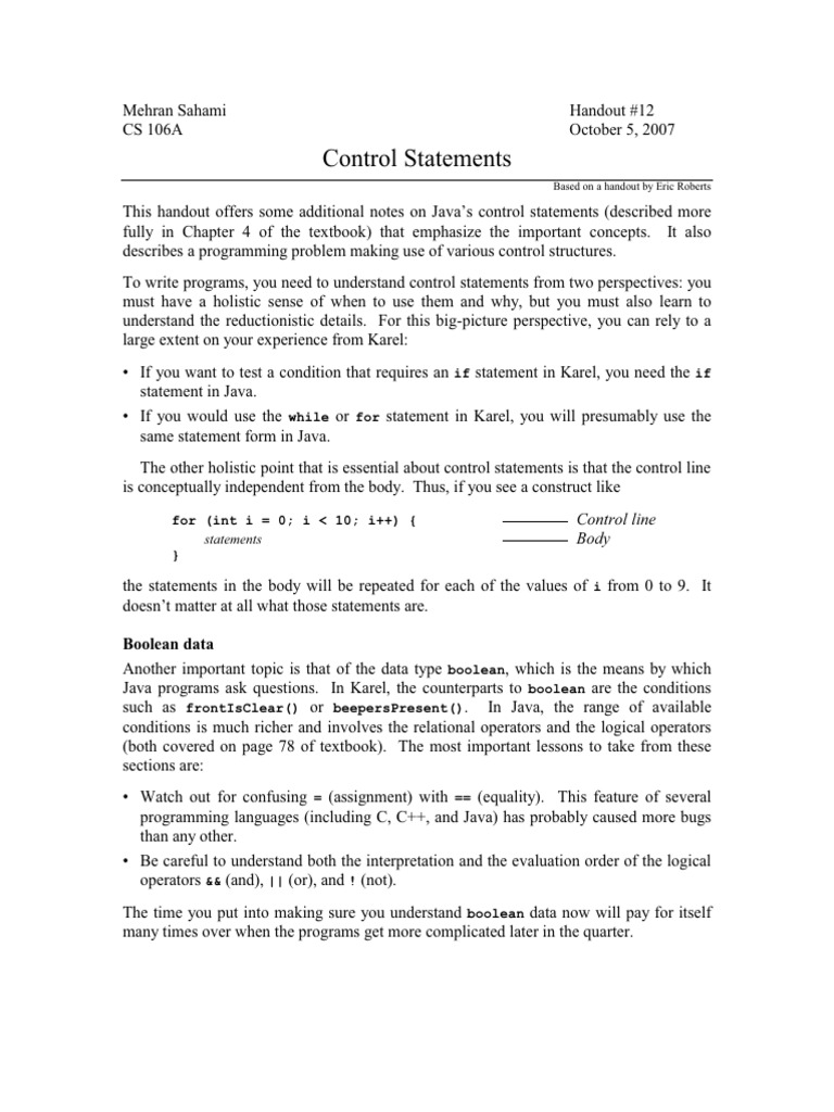 12 Control Statements | PDF | Cognition | Cognitive Science