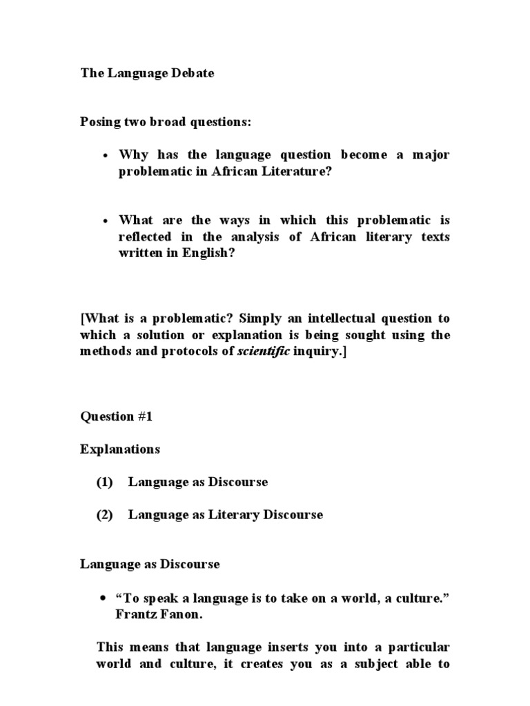 The Language Debate | PDF | Discourse | English Language