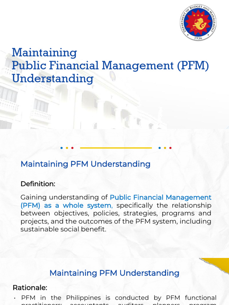 Maintaining PFM Understanding-Margie Gacayan | PDF | Governance | Budget