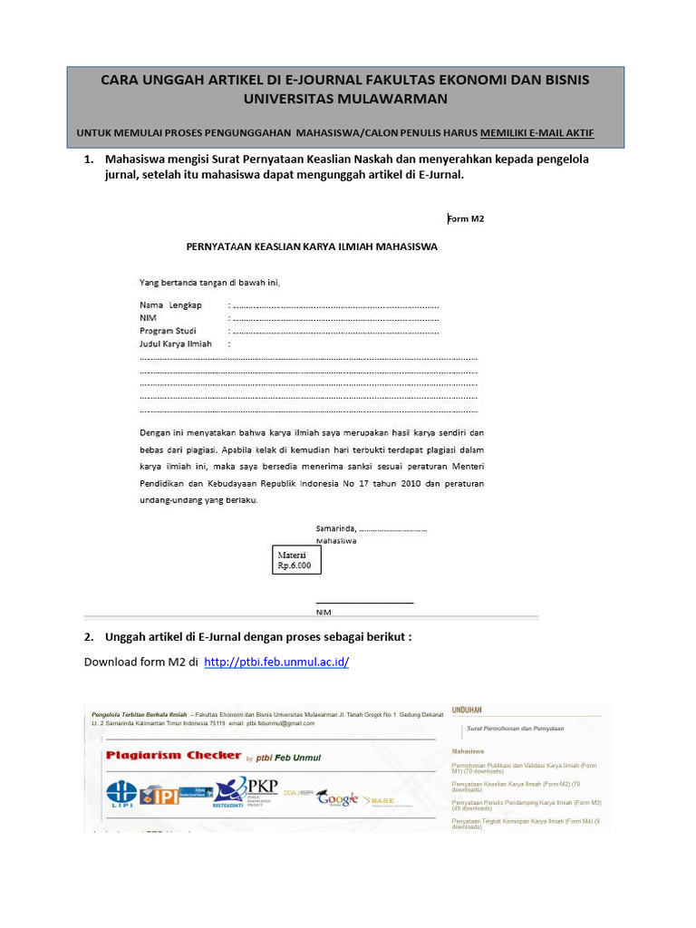 Tutorial Upload Jurnal Feb Unmul | PDF