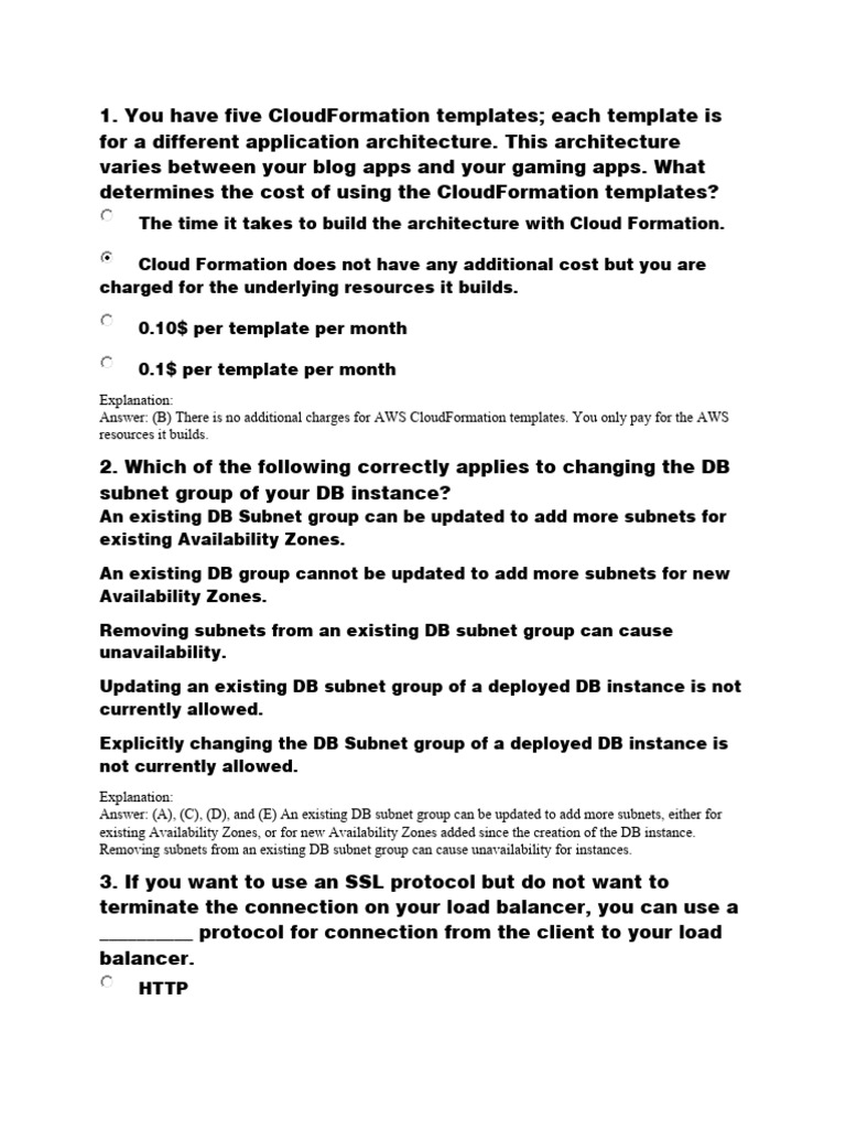 AWS Exam Questions | PDF | Load Balancing (Computing) | Ip Address