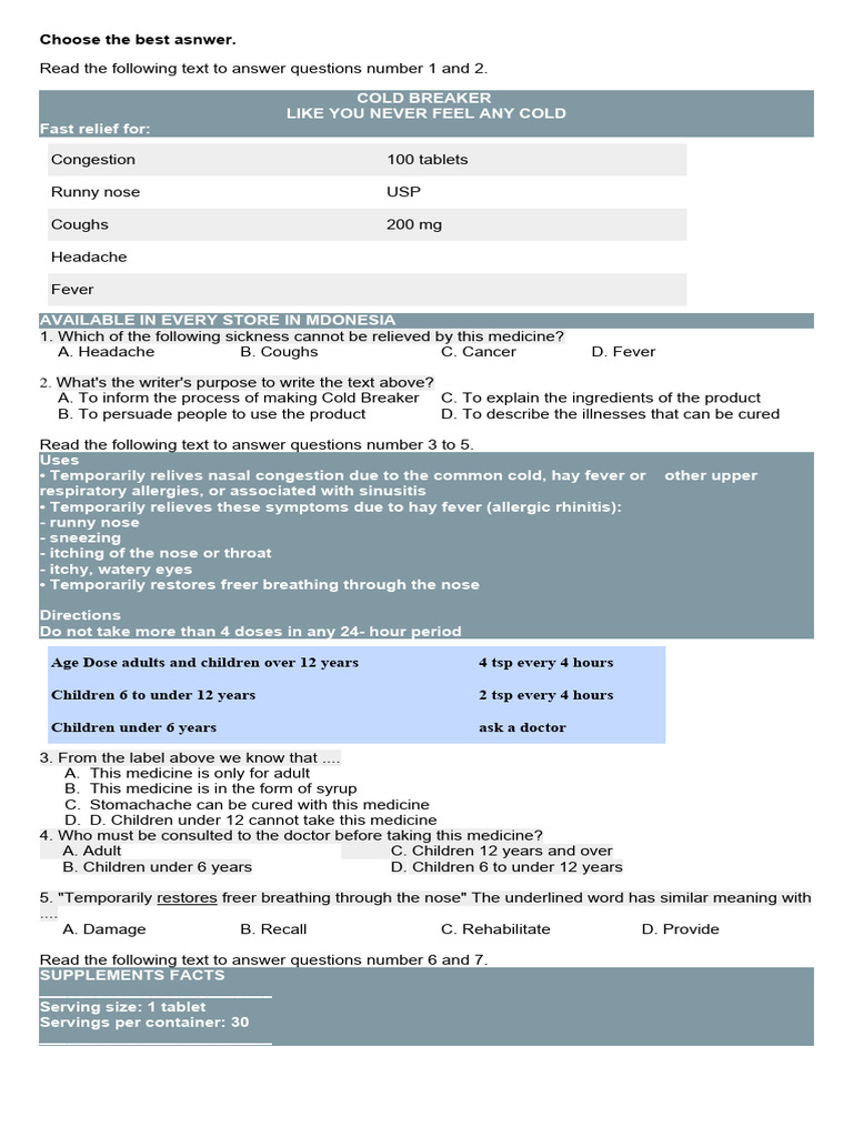 Soal Kelas 9 Tentang Label | PDF | Common Cold | Clinical Medicine