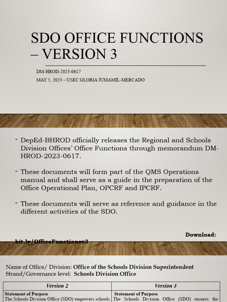 SDO Office Functions - Version 3 | PDF | Curriculum | Governance