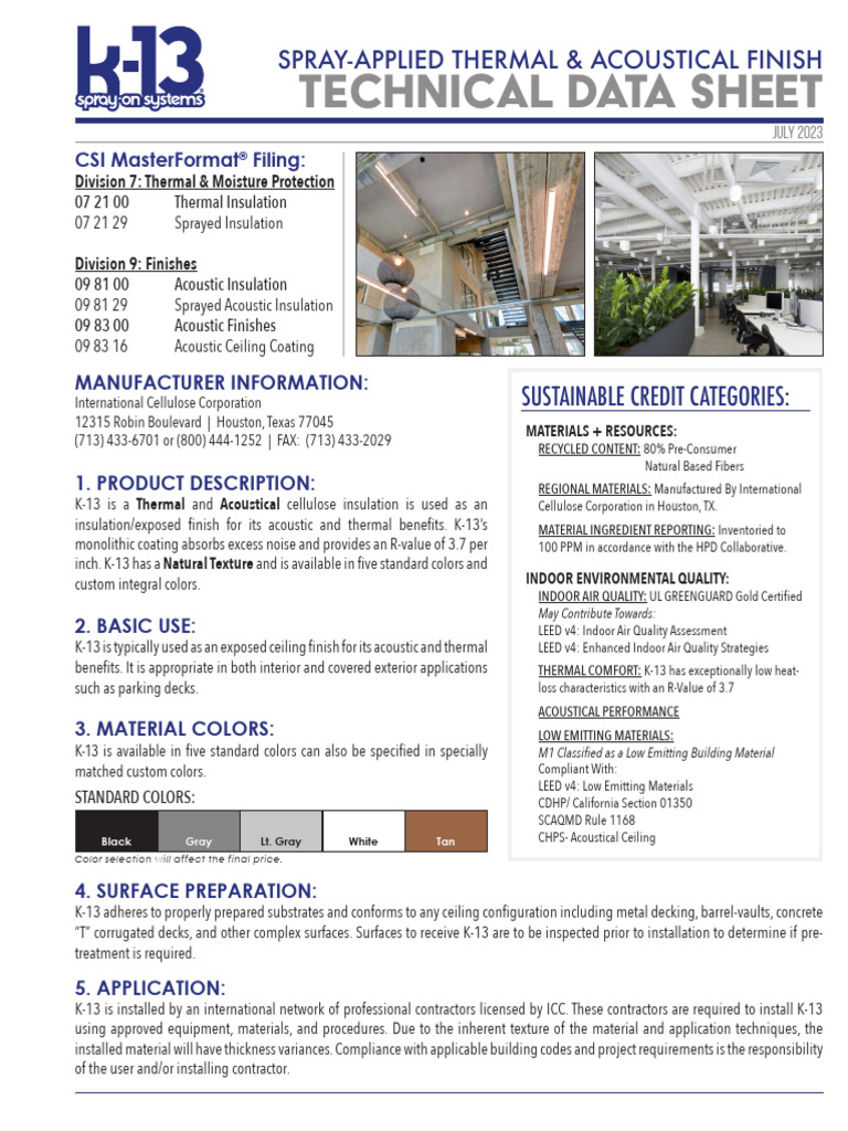 K13 Tech Data Sheet 07 2023 1 | PDF | Building Insulation | Building ...